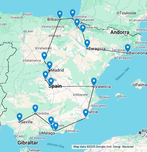 Spain road trip: 3 weeks in Spain itinerary – Google My Maps