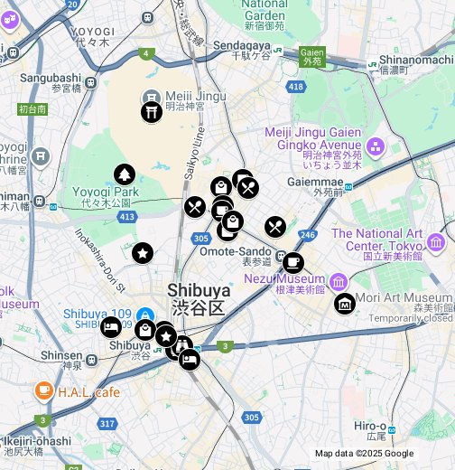 Explore Shibuya, Tokyo – Google My Maps